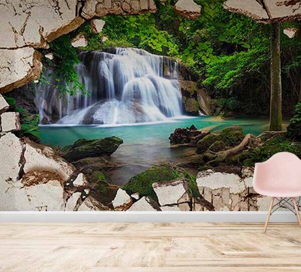 3D Broken Wall Effect Scenery Wallpaper - Magicdecor®