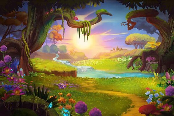 Fantasy Grassland, Hills and River Wallpaper Mural - Magic Decor