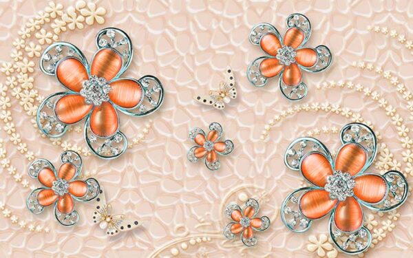 Orange Flowers with butterflies - Magicdecor®