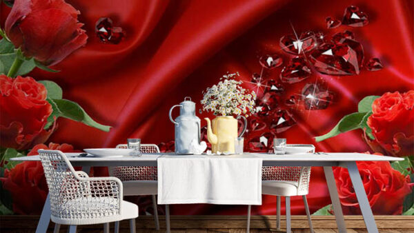 Red Rose 3D Art Wallpaper for Wall - Magic Decor
