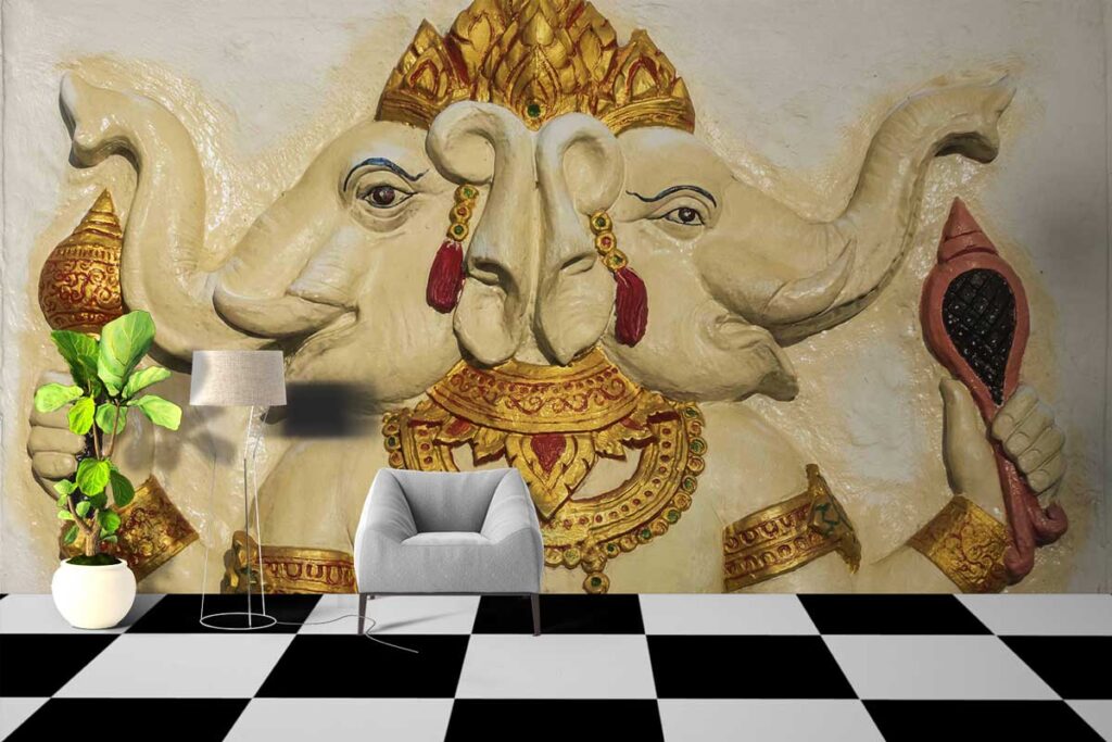 Two Headed Ganesha 3D Wallpaper - Magic Decor