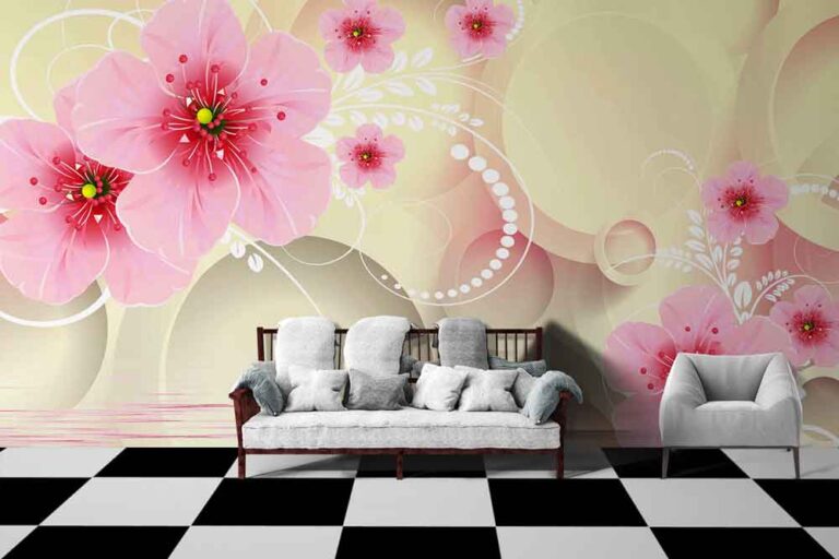Pink Flower with Circle - Magicdecor®