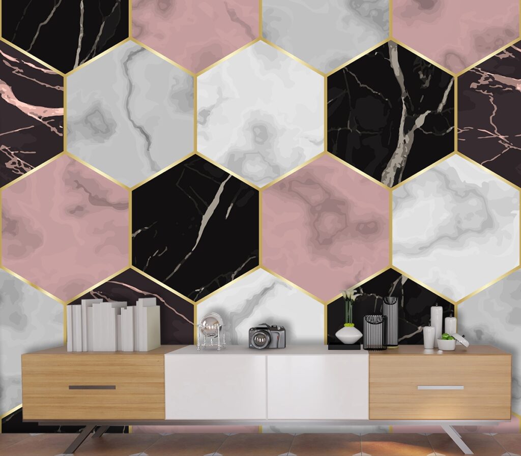 A pattern of hexagons with gold lines - Magicdecor®