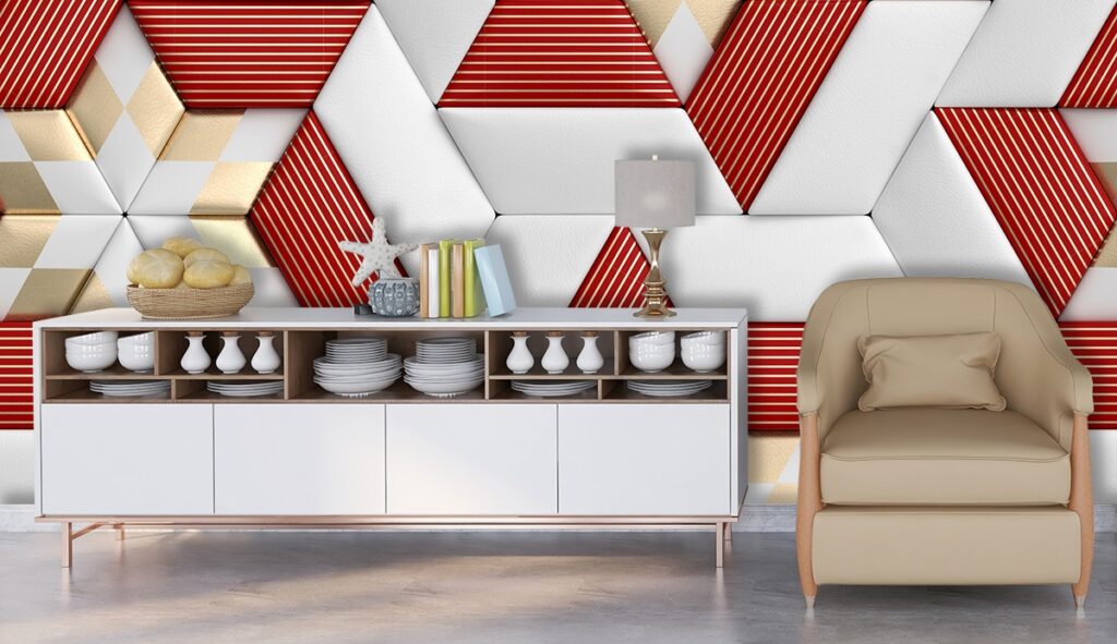 3D Red and White Striped Pattern Wallpaper for Living Room - Magicdecor®