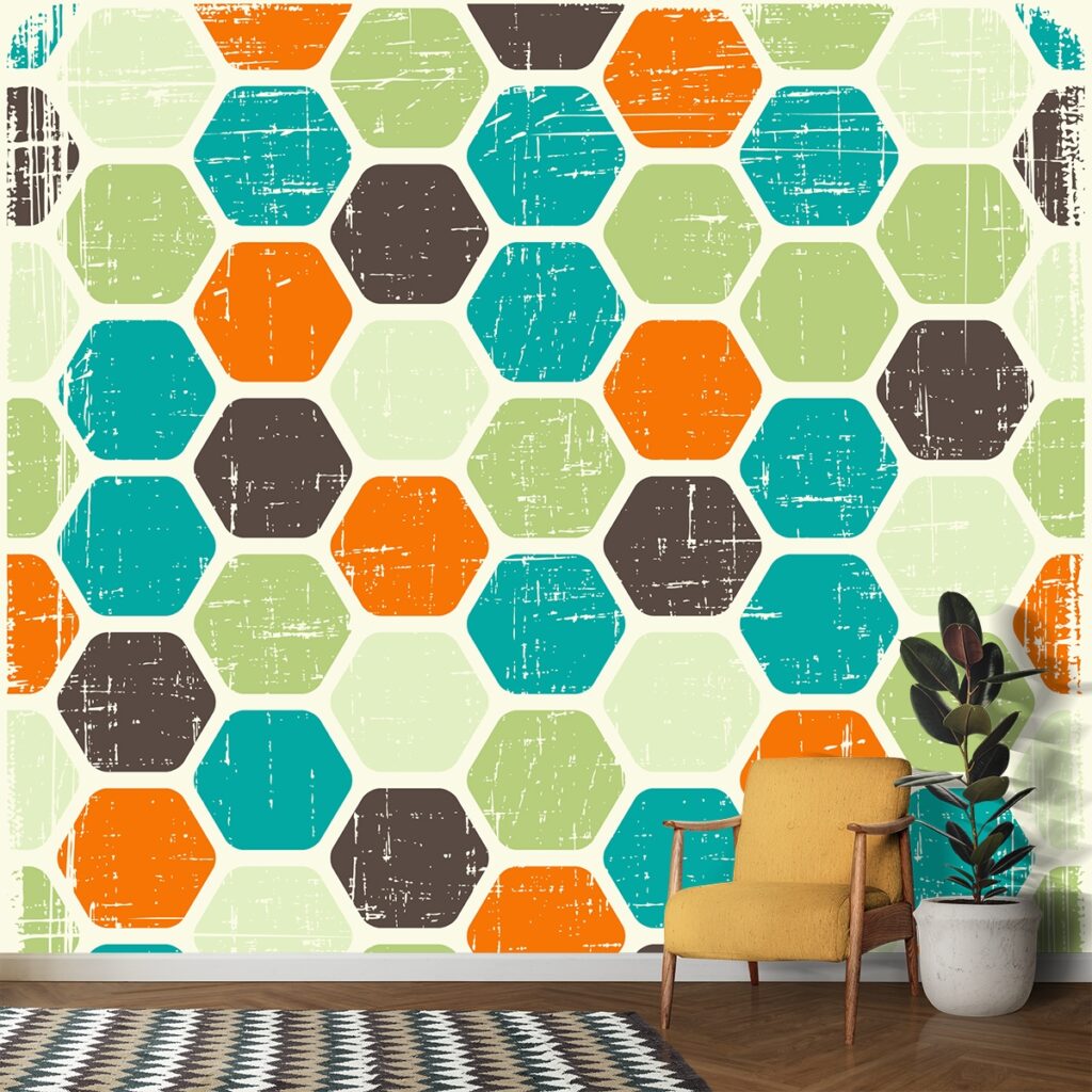 Colorful Hexagon Pattern Wallpaper for Kitchen - Magicdecor®