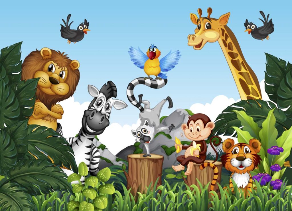 Cute Animals Wallpaper for Kids Room - Magic Decor