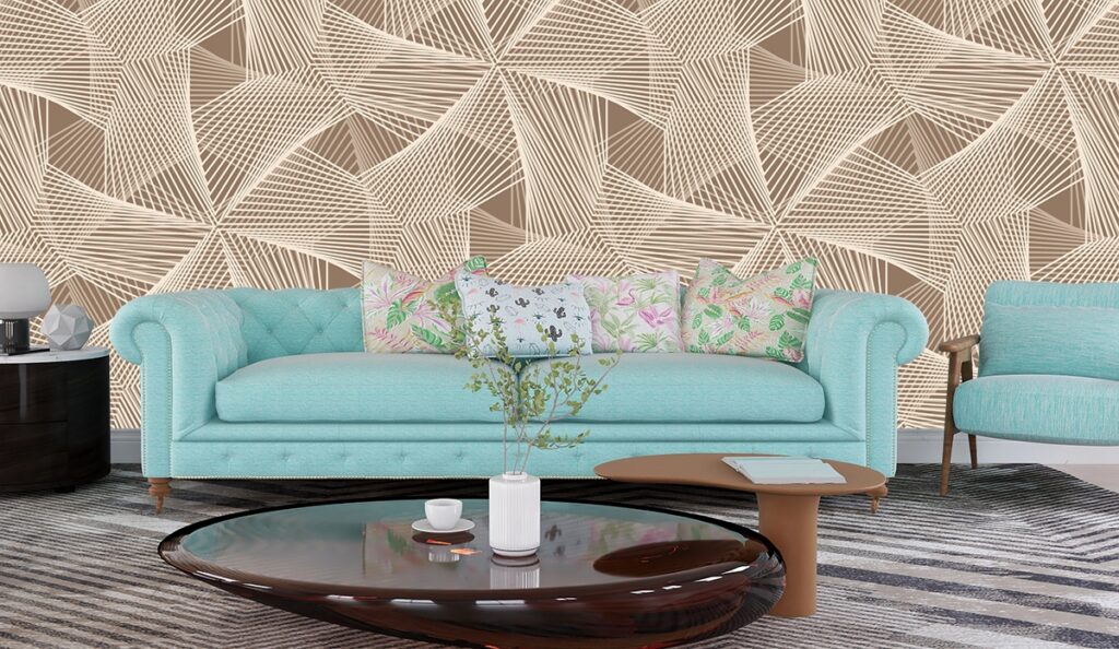 Beige Tone Geometric Line Patterns Wallpaper Mural - Magicdecor®