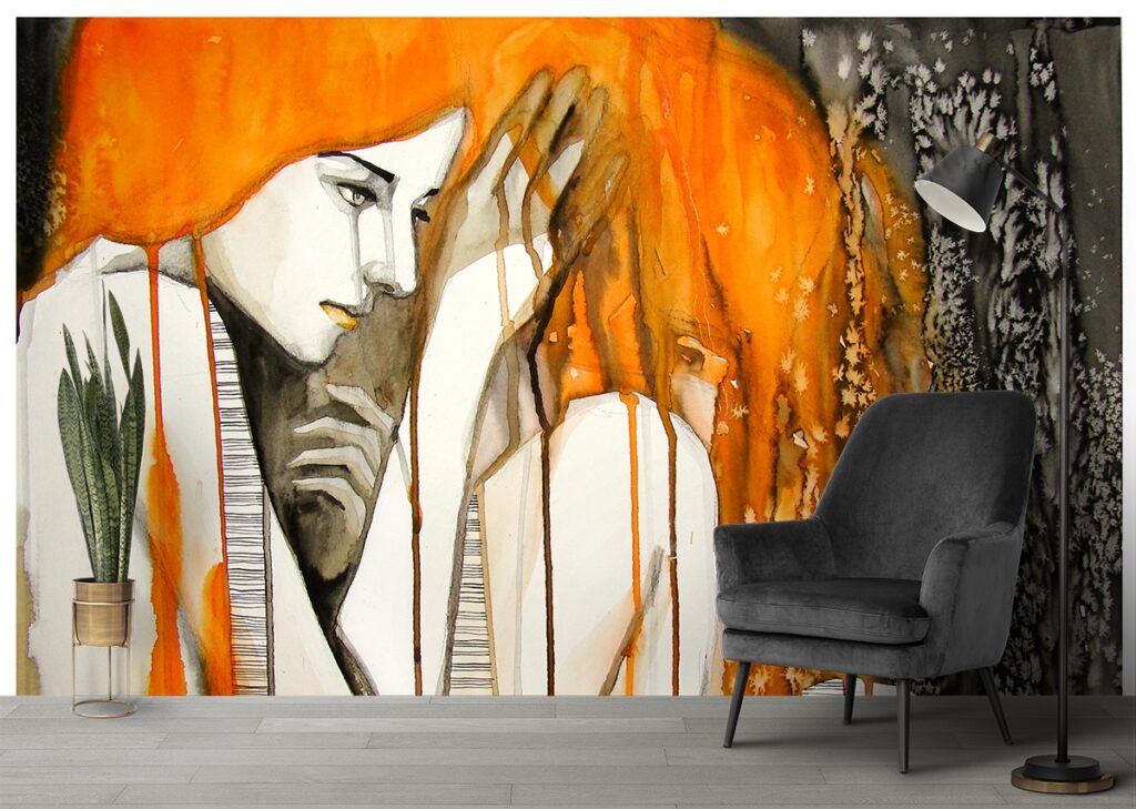 A painting of a woman with orange hair - Magicdecor®