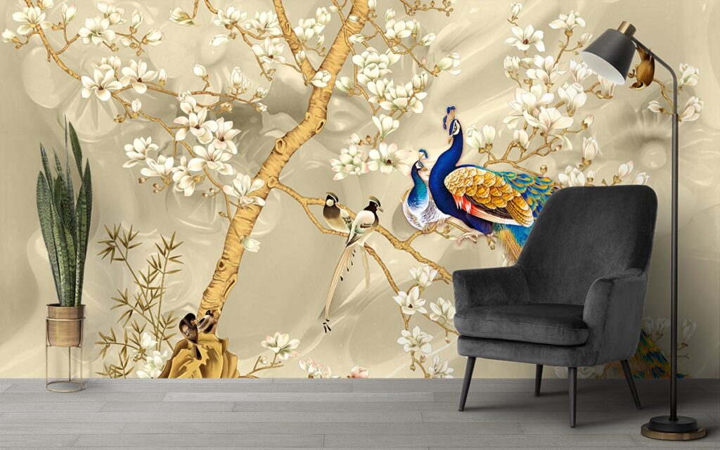 Birds on a Tree Branch Wallpaper Design - Magicdecor®