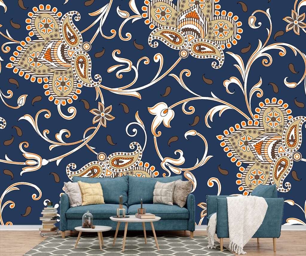 Blue Color Vintage Pattern Wallpaper for Walls - Magicdecor®