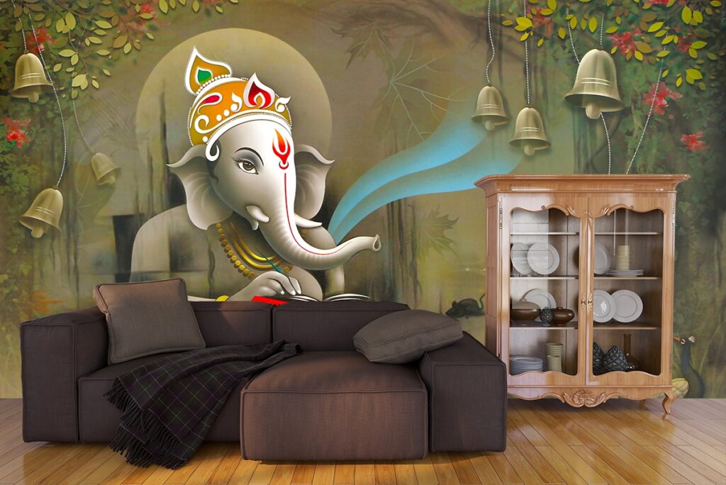 Lord Ganesha Wallpaper For Wall - Lord Ganesh Reading - Magic Decor