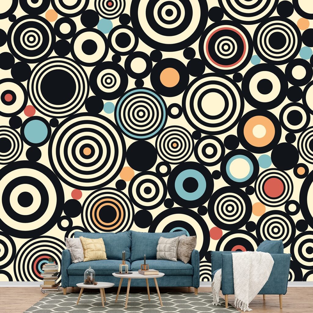 Retro Concentric Circles Design Wallpaper - Magicdecor®