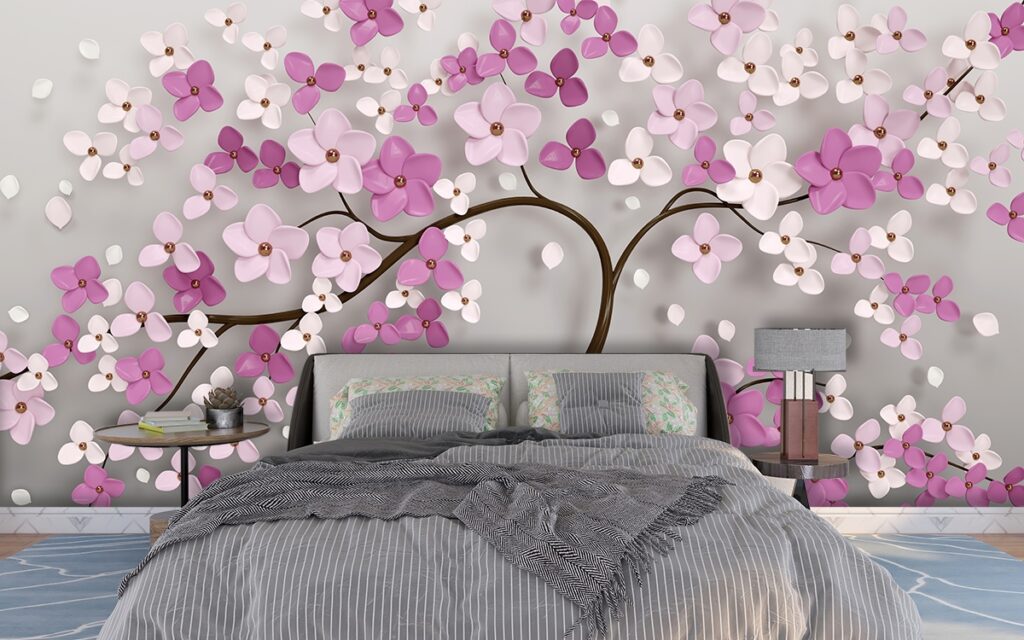 A tree with pink and white flowers - Magicdecor®