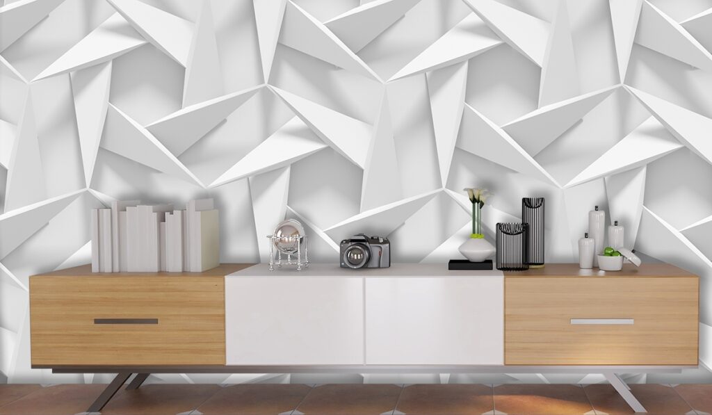 3D white Wall Multiple Triangles Wall Mural - Magicdecor®
