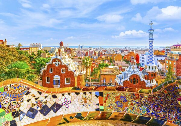A colorful tiled rooftops of a city - Magicdecor®
