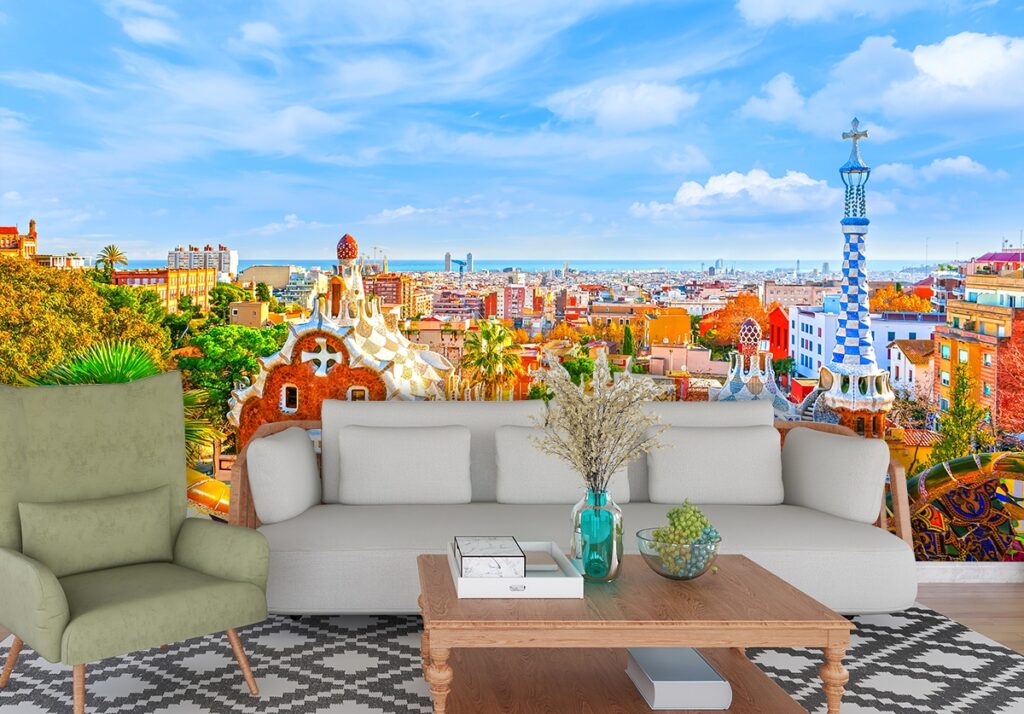 A colorful tiled rooftops of a city - Magicdecor®