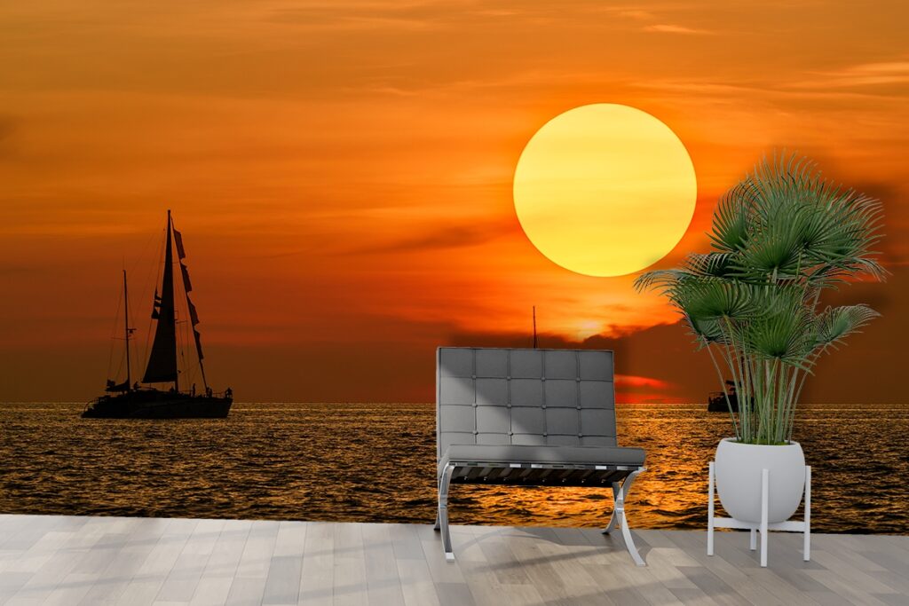 A group of sailboats in the water at sunset - Magicdecor®