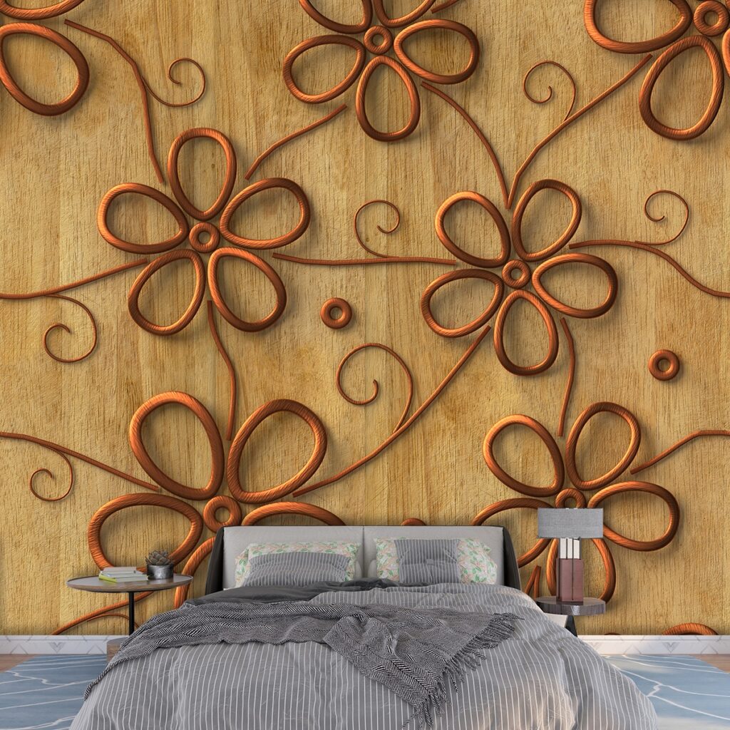 A wood panel with flowers carved on it - Magicdecor®