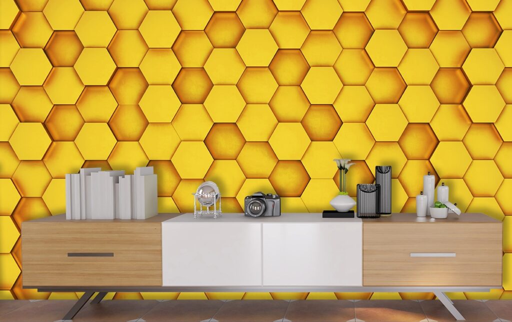 A yellow hexagons on a surface - Magicdecor®