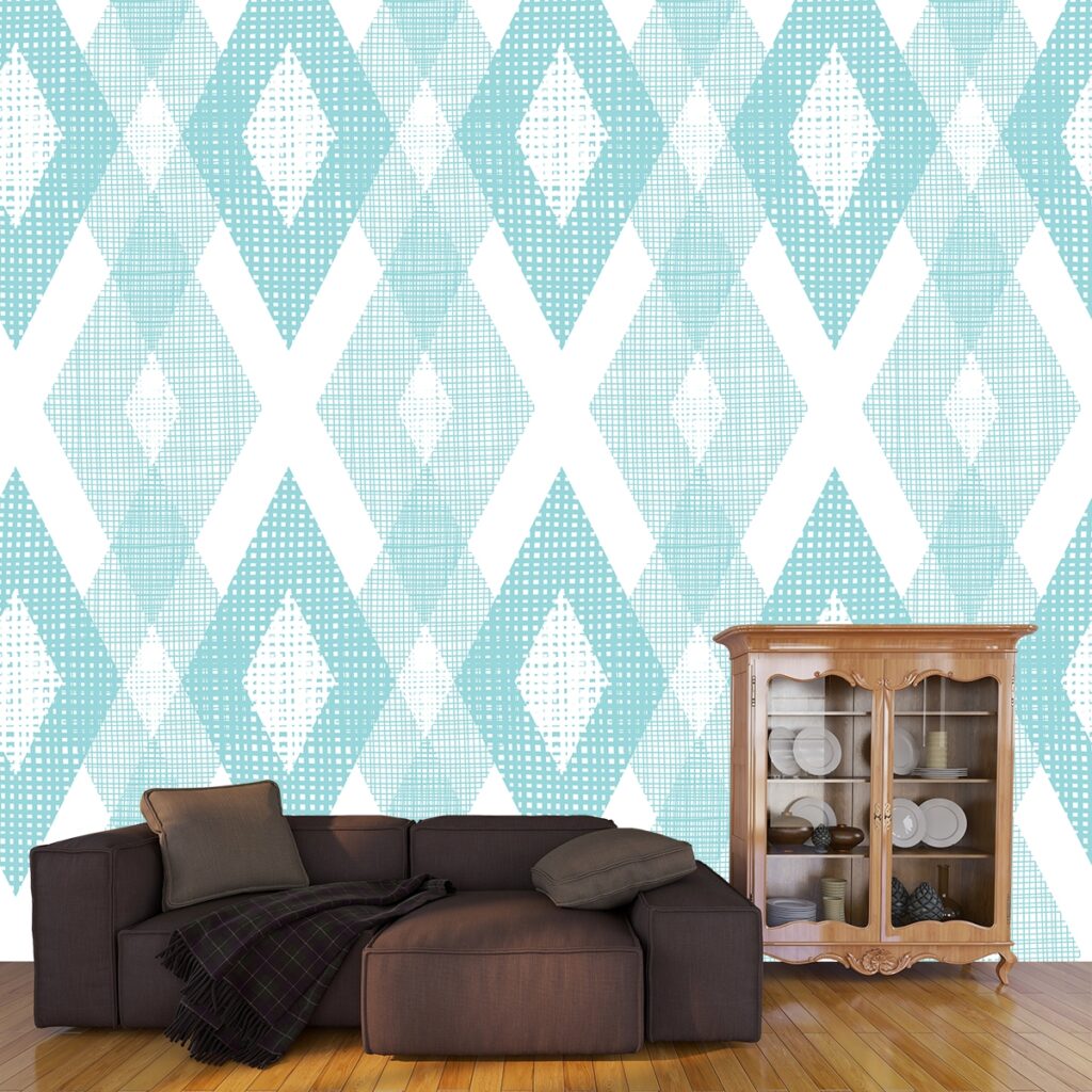 A blue and white diamond pattern - Magicdecor®