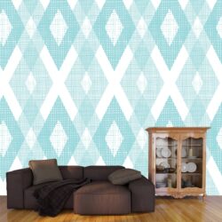 A blue and white diamond pattern - Magicdecor®