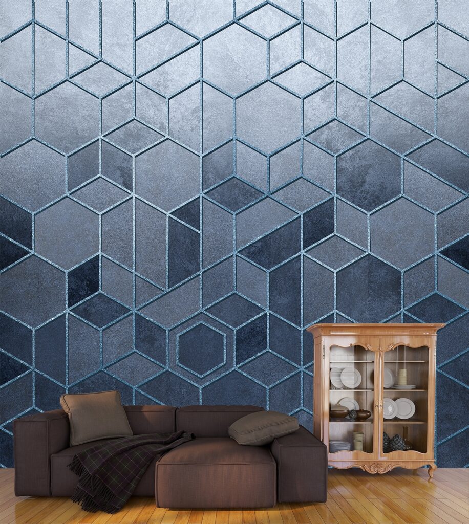 A Metallic Style Wallpaper in Shades of Blue - Magicdecor®
