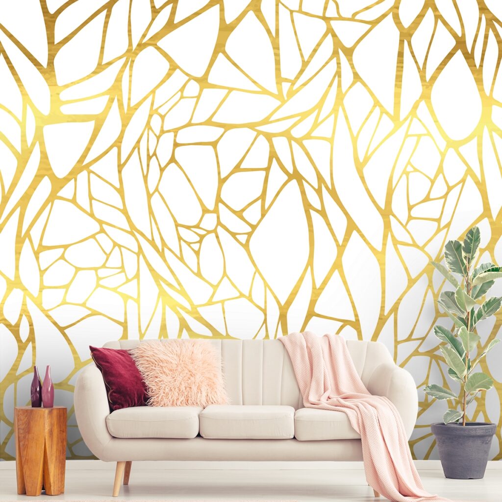 White and Golden Hues Pattern Wallpaper - Magicdecor®