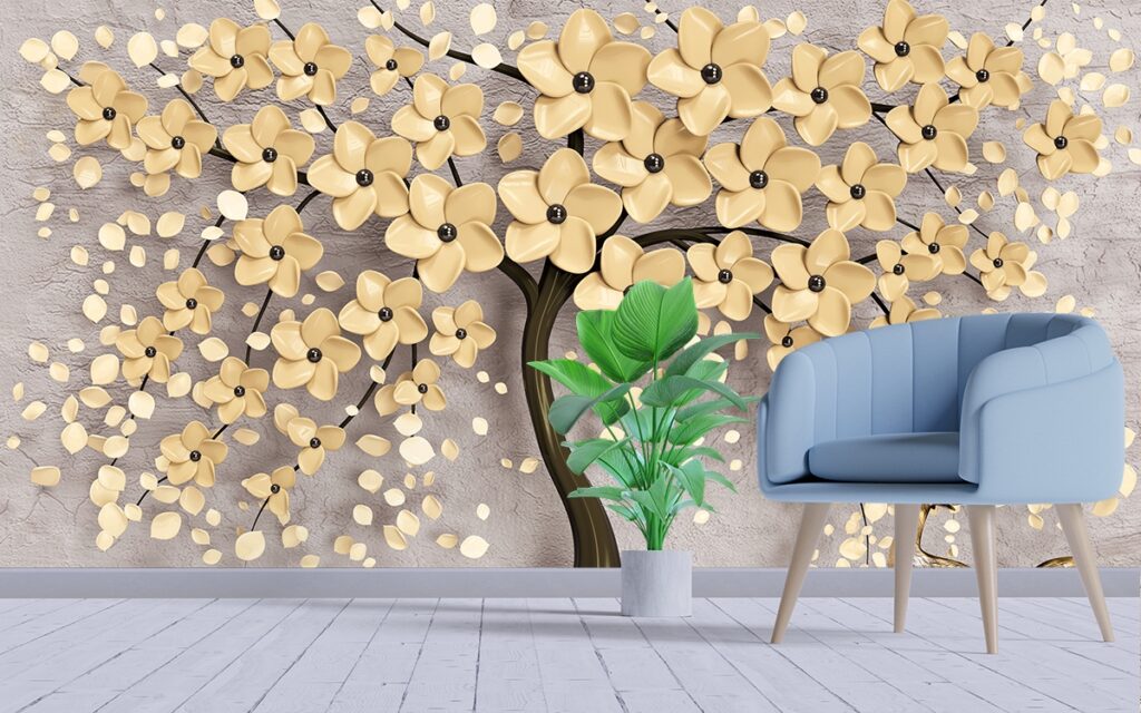 A tree with flowers and a bird - Magicdecor®