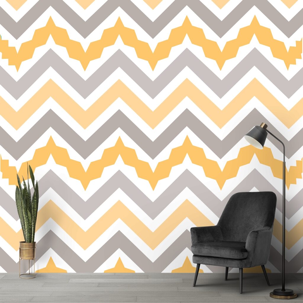 A pattern of yellow and grey zigzag lines - Magicdecor®