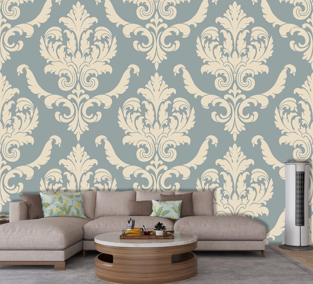 Living Room Wallpaper - Damask Pattern - Magicdecor®