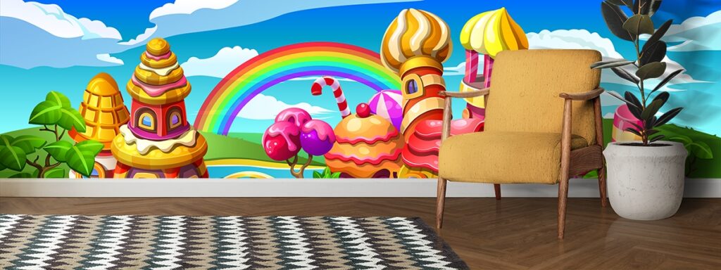 Kids Room Wallpaper - A cartoon image of a candy land