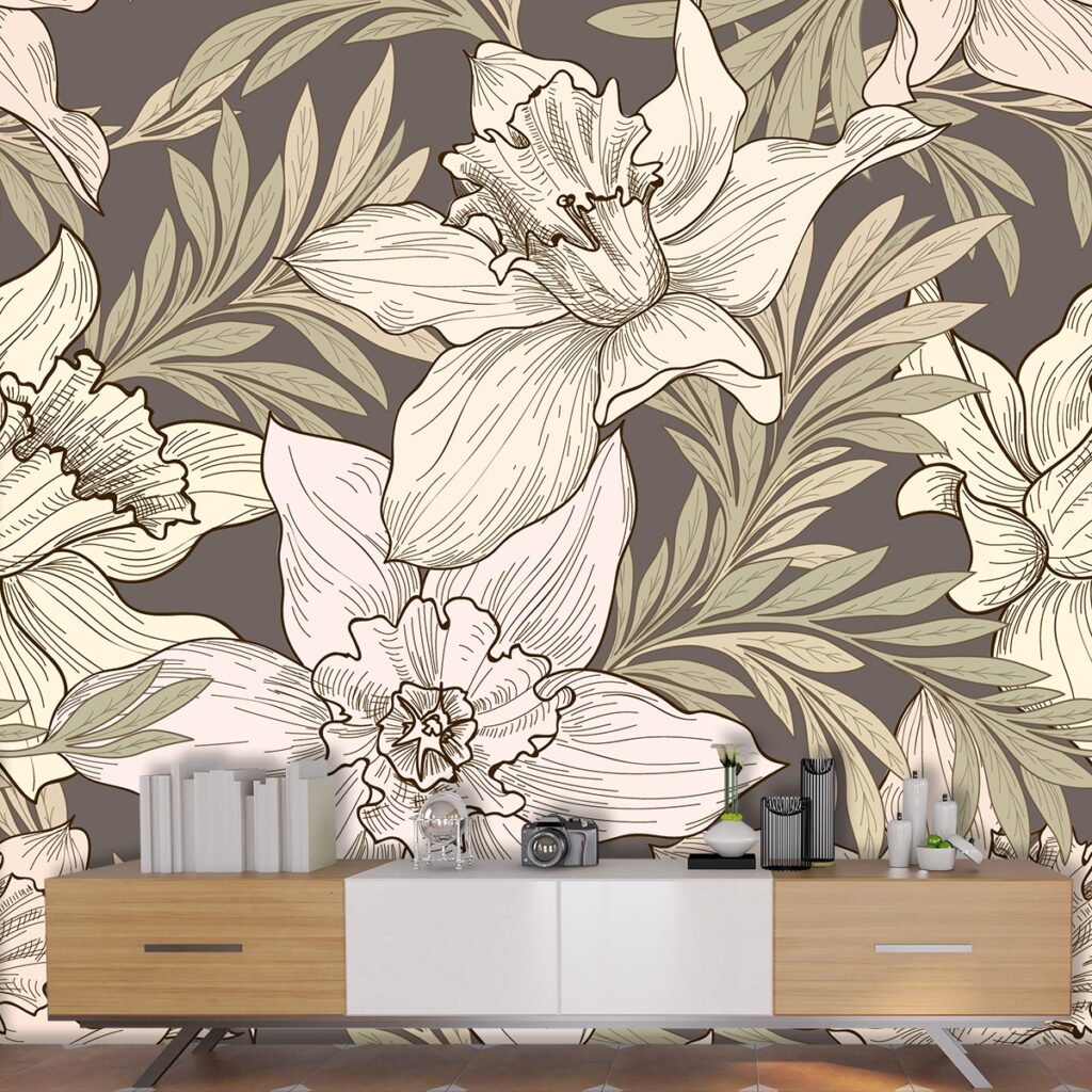 A Beige Floral Elegance Waltz Wallpaper - Magicdecor®