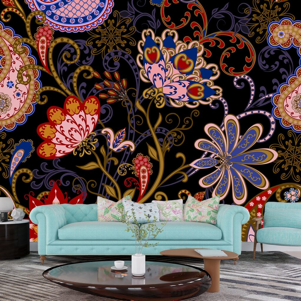 Paisley Pattern Flowers Wallpaper for Wall - Magic Decor