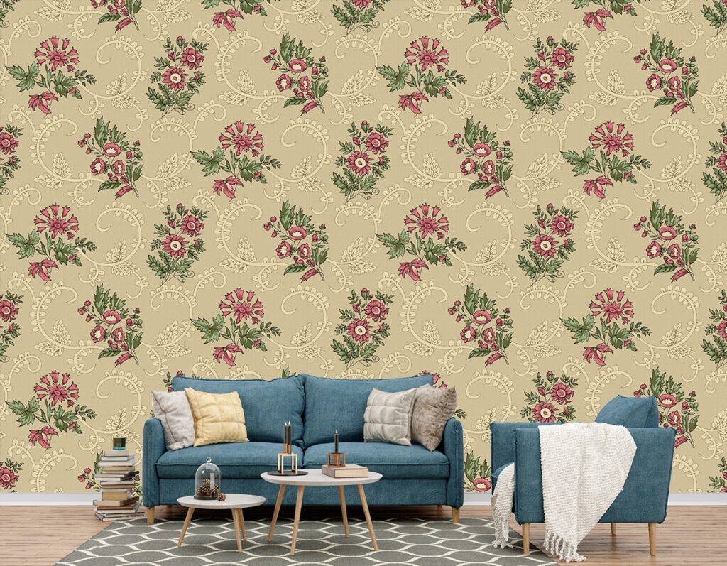 A Fabric Floral Wallpaper Pattern for Wall - Magicdecor®