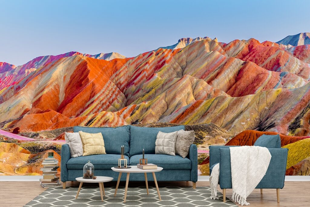 A colorful mountains with a road - Magicdecor®