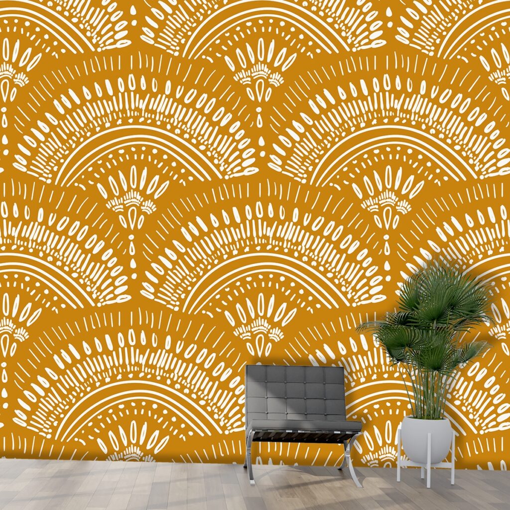 A pattern of white and yellow shapes - Magicdecor®