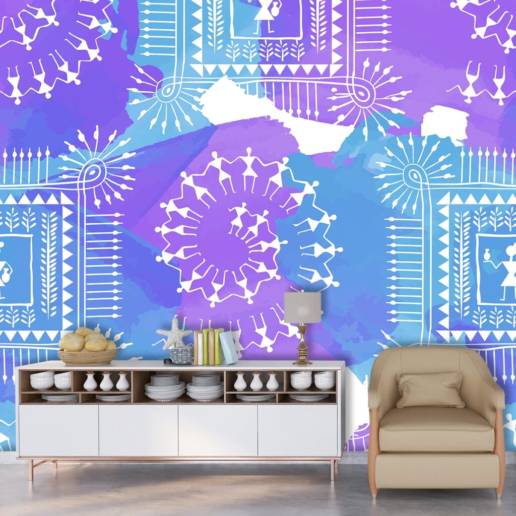 A pattern of white and blue paint - Magicdecor®