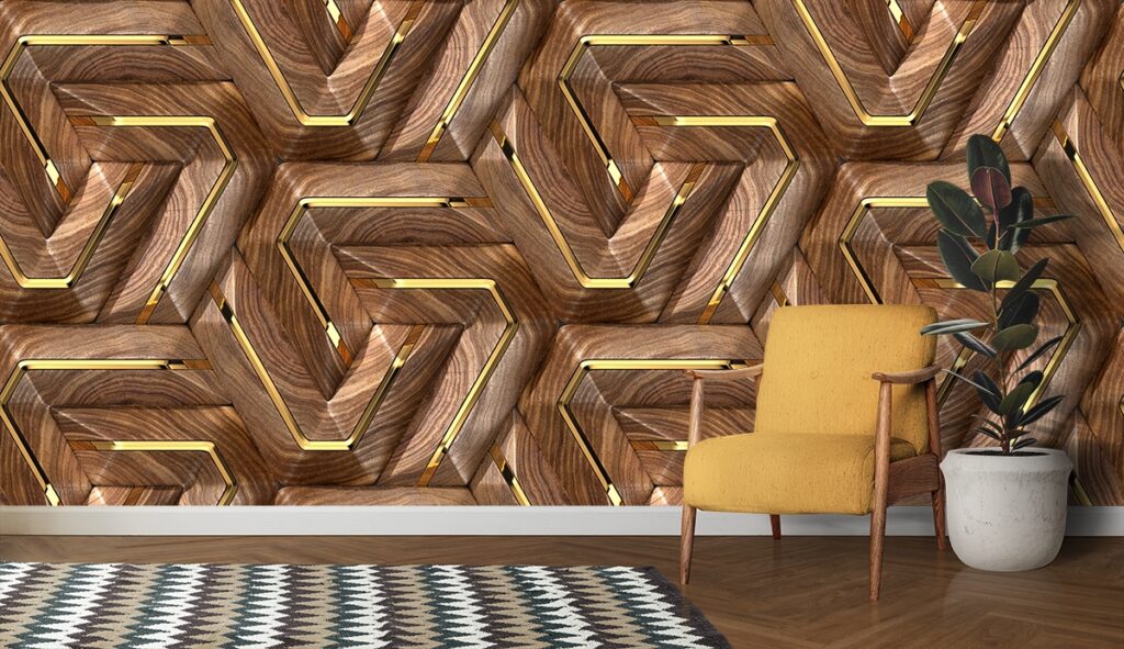 A pattern of wood and gold - Magicdecor®