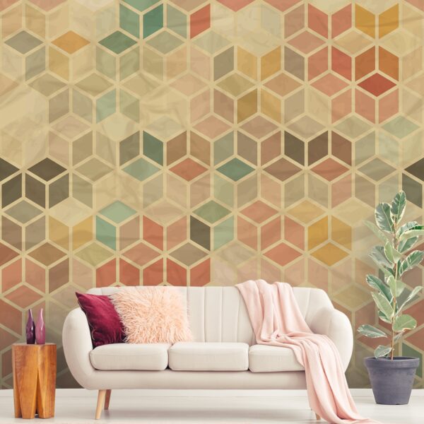 Seamless Colorful Cubes Wallpaper for Wall - Magicdecor®