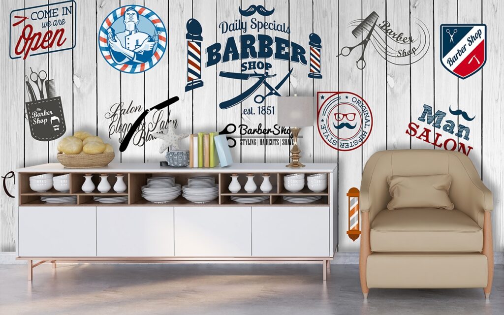 Barber Shop Wallpaper - Magicdecor®