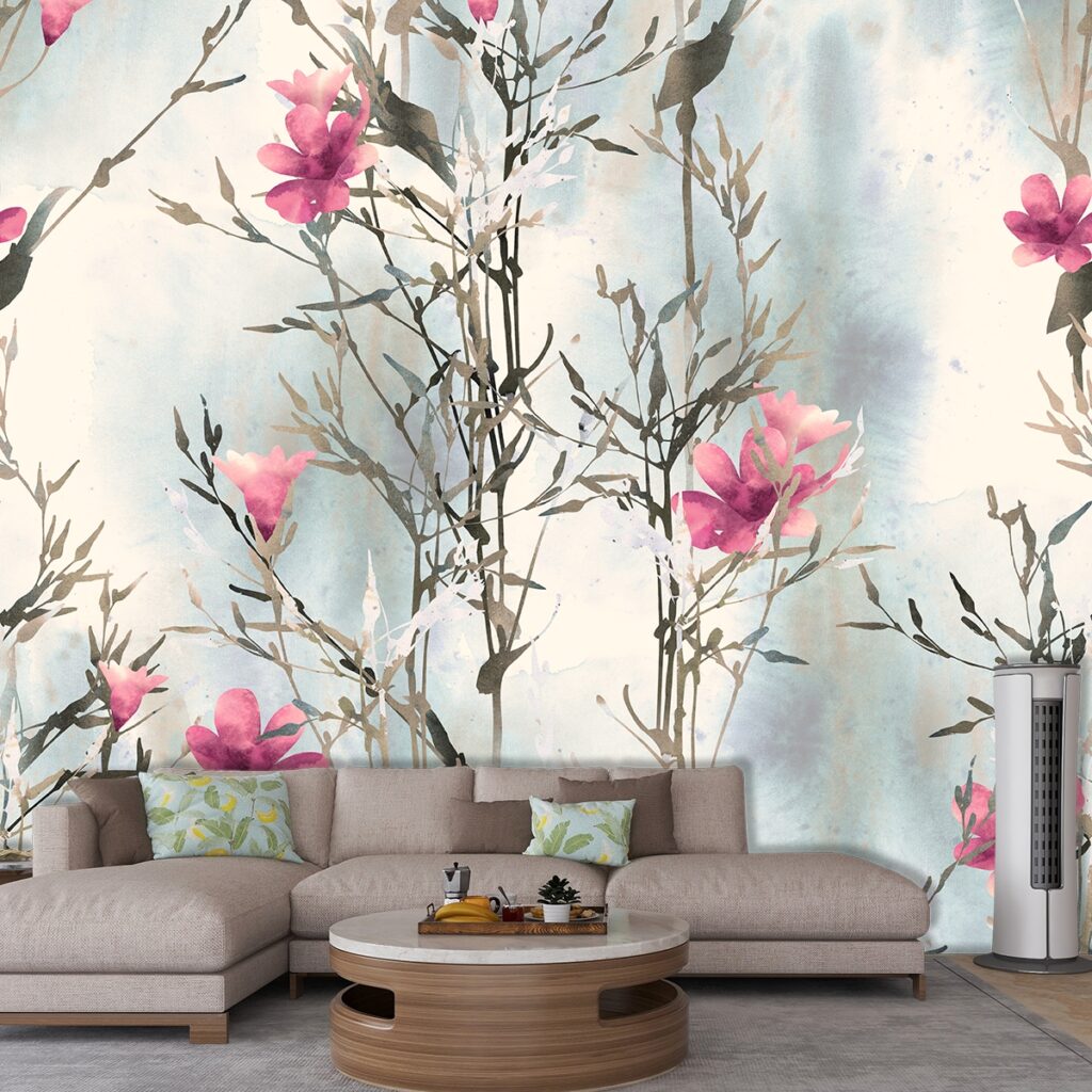 A floral pattern with pink flowers - Magicdecor®