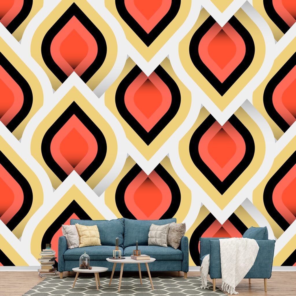 A pattern of orange and black shapes - Magicdecor®