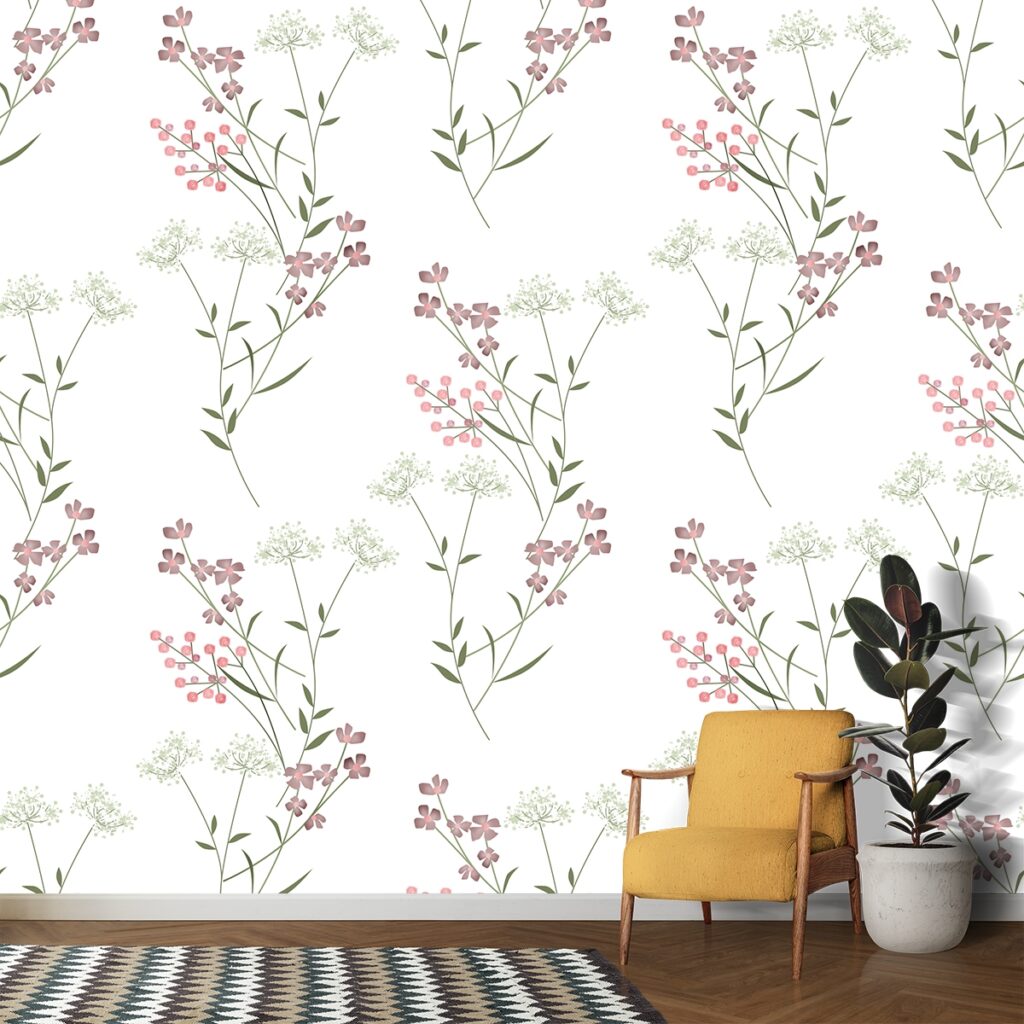 A Colorful Vector Flowers and Leaves Wallpaper Pattern - Magicdecor®