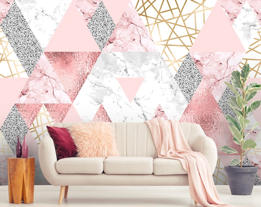 Pink and silver triangles and triangles - Magicdecor®
