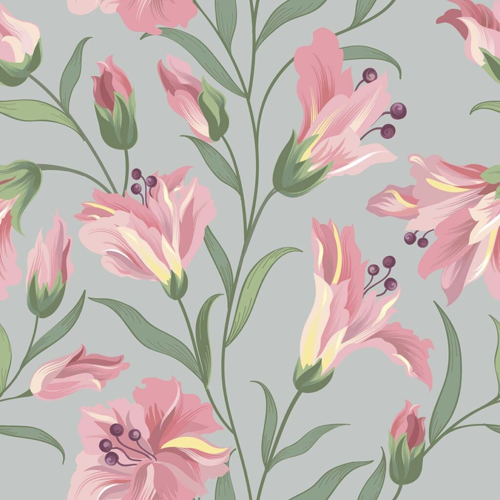 A floral pattern with pink flowers - Magicdecor®