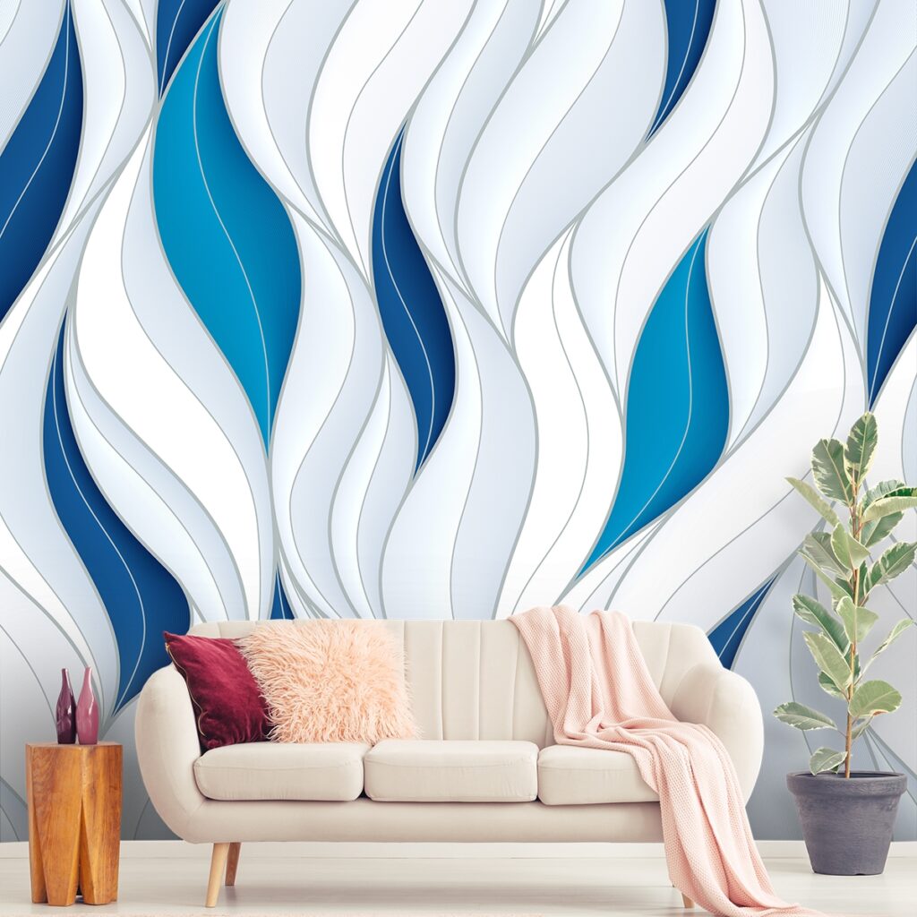 A white and blue wavy pattern - Magicdecor®