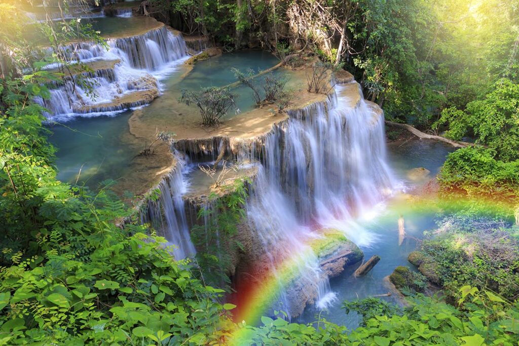 Bathroom Wallpaper - Rainbow over a waterfall - Magicdecor®
