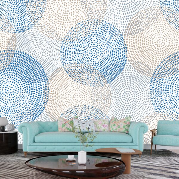 Abstract Blue Dotted Circles Wallpaper for Walls - Magicdecor®