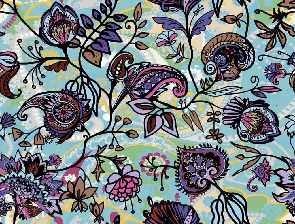 A colorful floral pattern with paisley and flowers - Magicdecor®