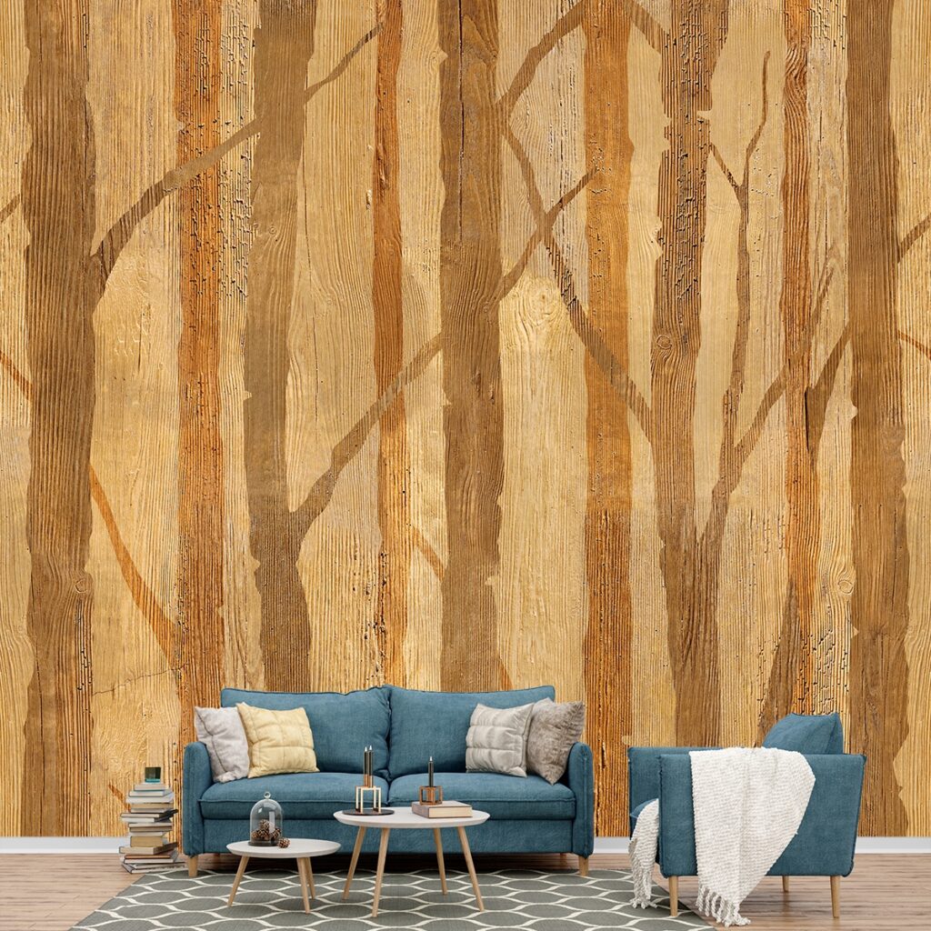 Tree Design Wood Texture Wallpaper - Magic Decor